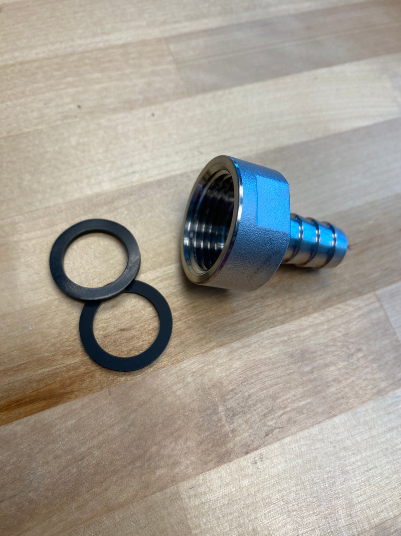 1/2" Hose Barb to 3/4" Female GHT (Garden Hose Thread) fitting - Ss ...